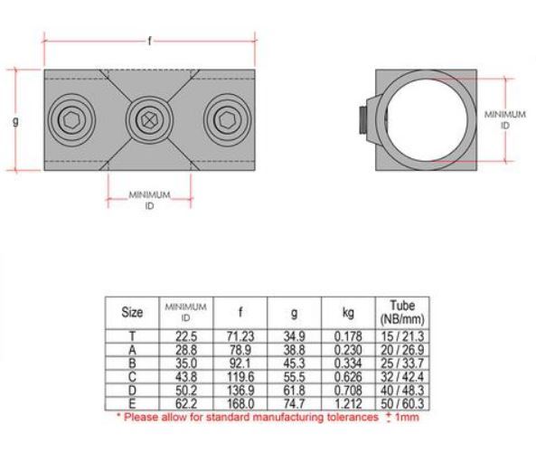 Tigerclamp 119 D48 Two Socket Cross series, fit 40NB pipe (48mm OD) | Tigerlink